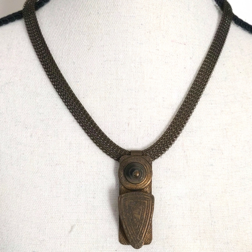 Artisan Marjorie Baer Sf Modernist Brass Pendant Neck… - Gem